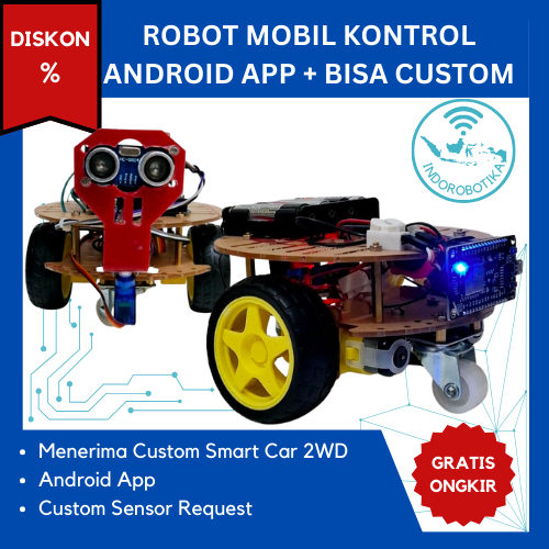 Jual DIY ROBOT CERDAS 2 WD WIFI KONTROL ANDROID APP BISA CUSTOM SENSOR ...