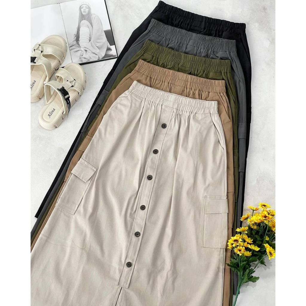 Jual LIVINA ROK CARGO WANITA TWILL PREMIUM KOREAN STYLE | Shopee Indonesia