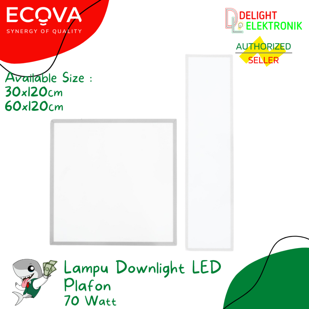 Jual Lampu Plafon LED ECOVA Ceiling Panel LED 70W Watt 60x60 120x30 ...
