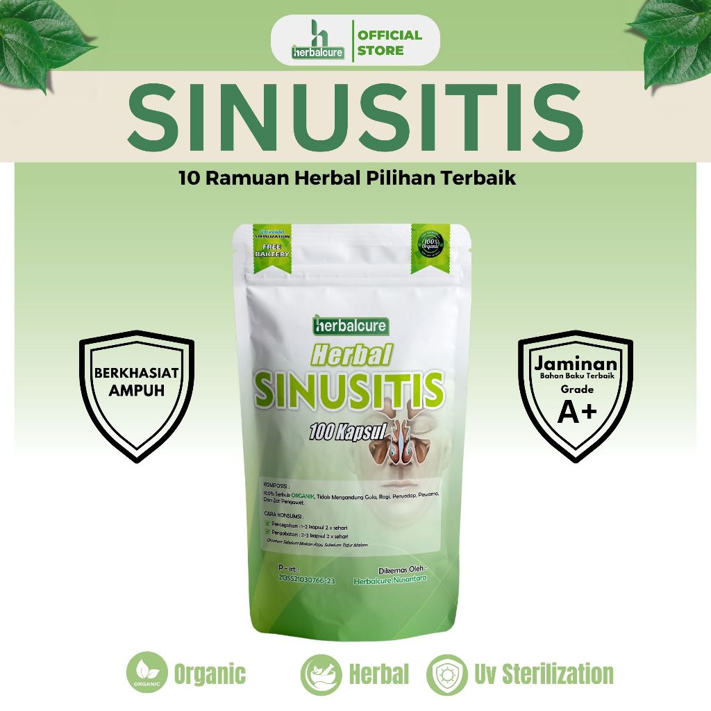 Jual SINUSITIS Herbalcure 10 Herbal Organik Grade A+ Sinusitis Menahun ...