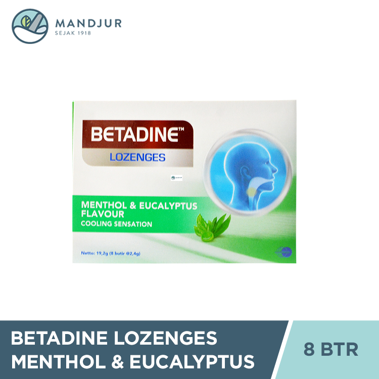 Jual Betadine Lozenges Menthol & Eucalyptus 8 Butir - Tablet Hisap ...