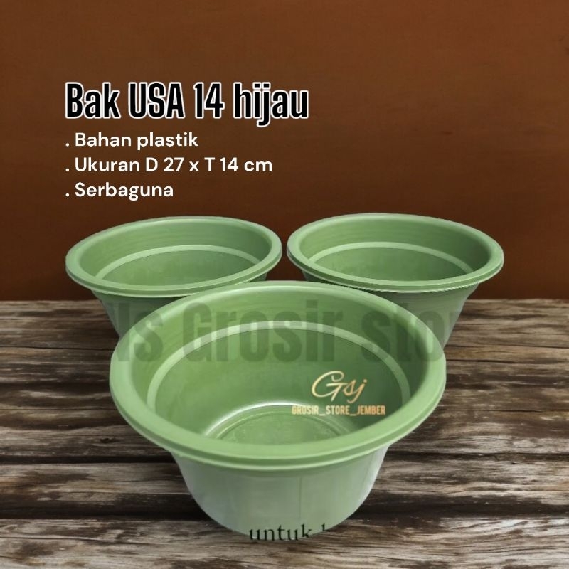 Jual Waskom / bak usa 14 hijau bak berkatan plastik grosir | Shopee ...