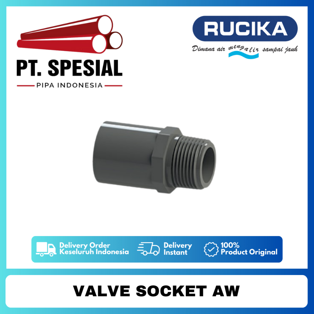 Jual Sock Drat Luar AW 1/2 x 3/4 Inch PVC Rucika / SDL PVC Rucika ...