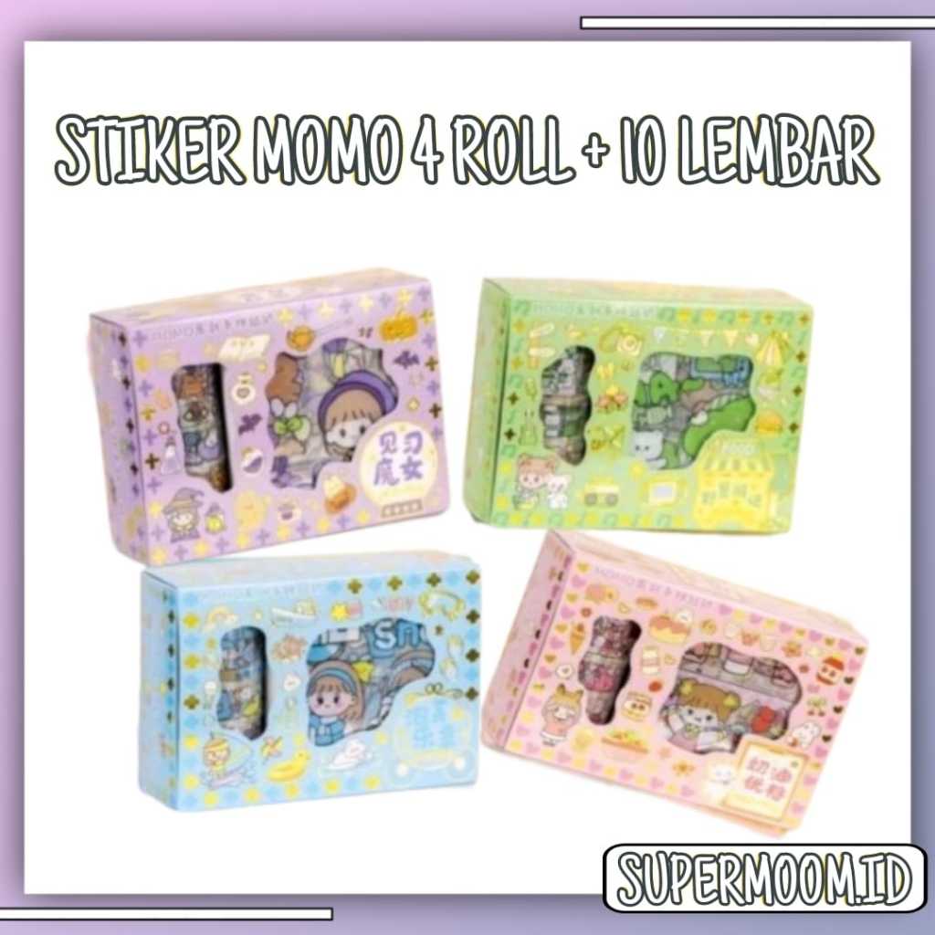 Jual Stiker Momo 4 Roll + 10 Lembar Set Box Motif Berbeda DIY ...