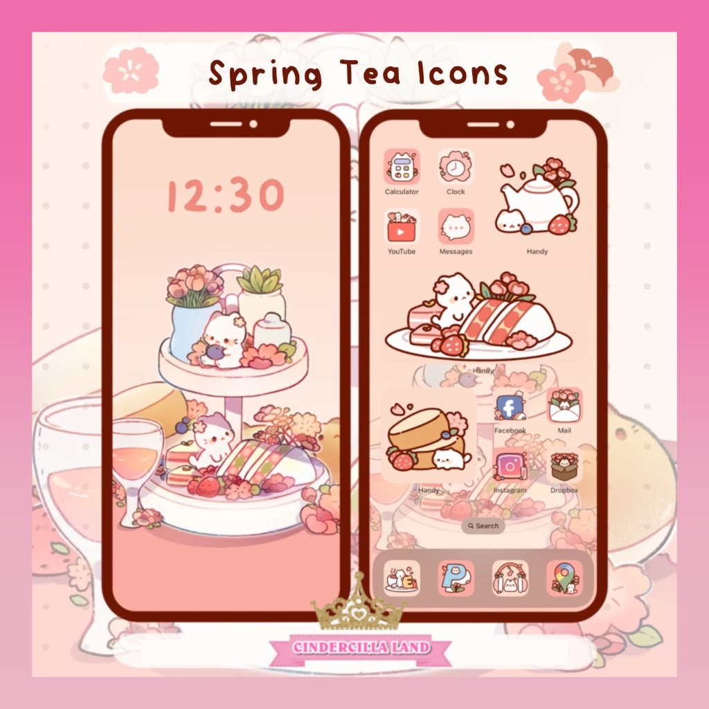 Jual CINDERCILLA LAND IOS ANDROID THEME ICON / Spring Tea App Icon Set ...