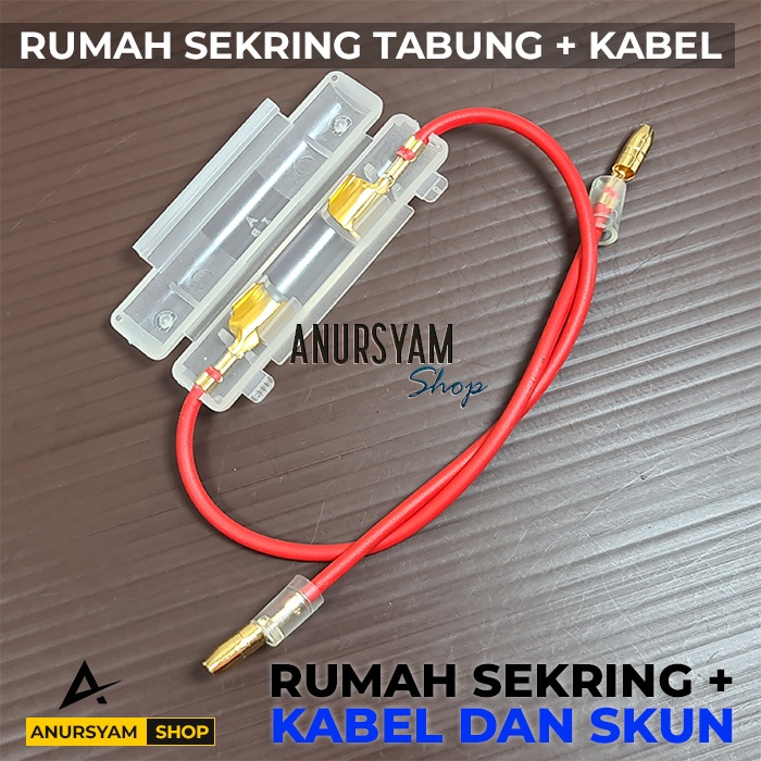 Jual Soket Rumah Sekring Tabung Plus Kabel Skun | Fuse Sekring Kaca ...