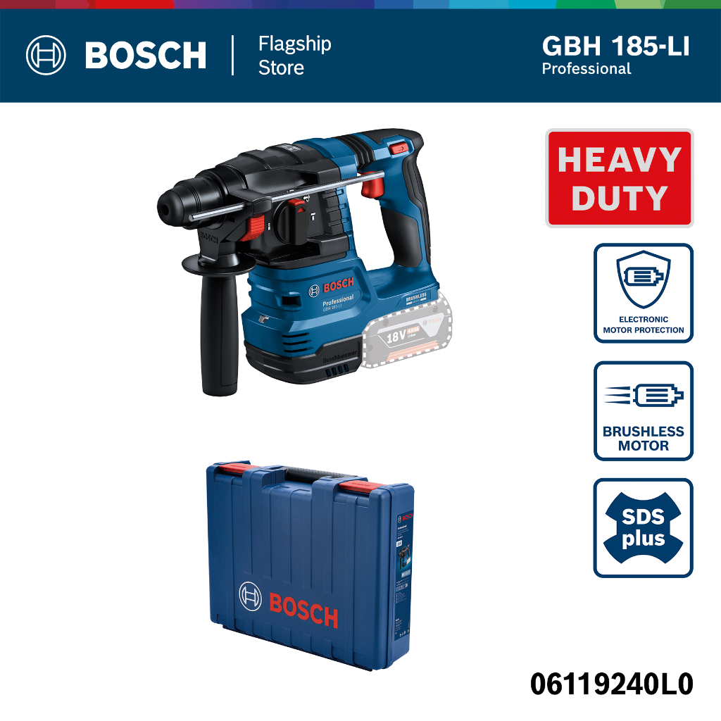Jual BOSCH Mesin Bor Beton Baterai Tanpa Kabel GBH 185-LI (Hanya Unit ...