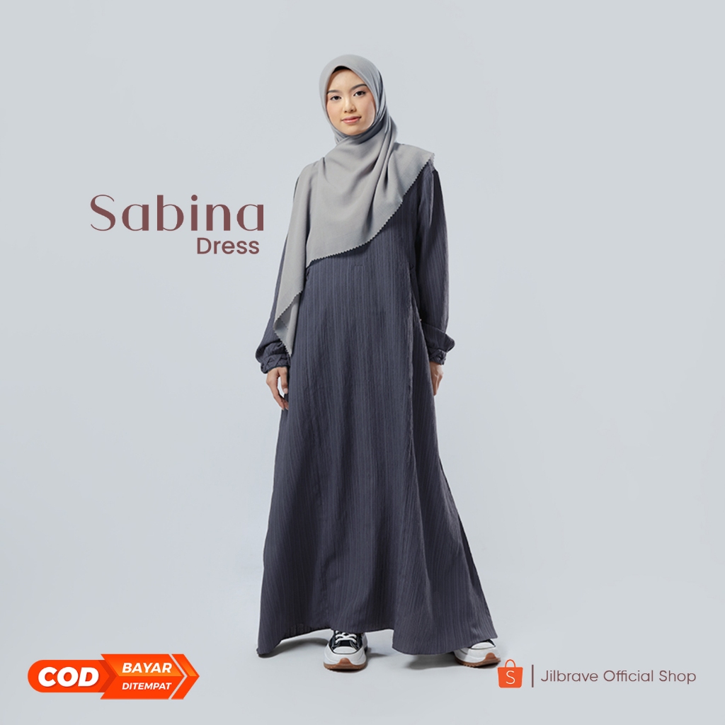 Jual Jilbrave O Label SABINA Dress Gamis Loose Wanita Crinkle Premium ...