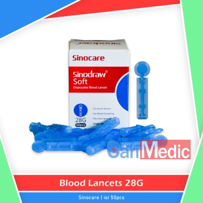 Jual Sinocare Sinodraw Soft Blood Lancet / Jarum 28G (50 Pcs) | Shopee ...