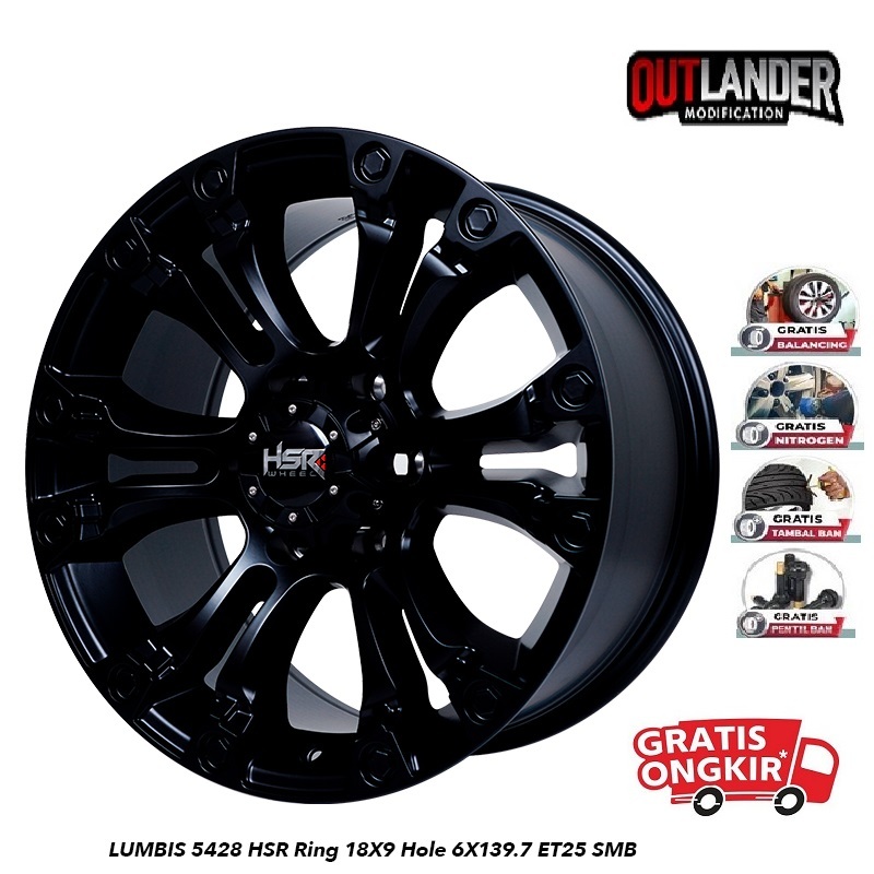 Jual Velg Offroad Pajero Fortuner R18 Hsr Lumbis Ring 18 Pcd 6x139,7 Black Isuzu Mux Ford Ranger ...
