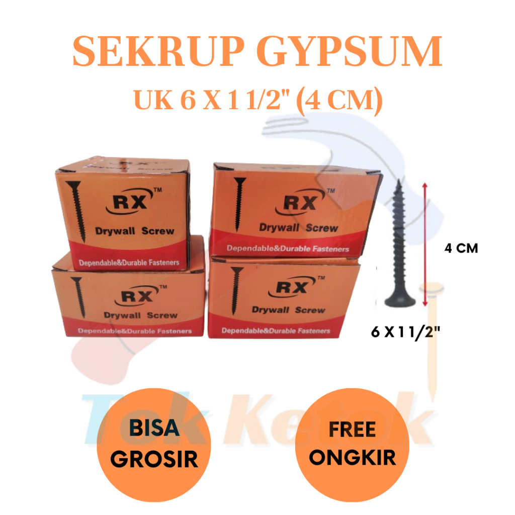 Jual Skrup Gypsum 6 x 1 1/2" RX 500gr sekrup Gipsum 6x1 1/2 inch Sekrup Drywall Screw Baut ...