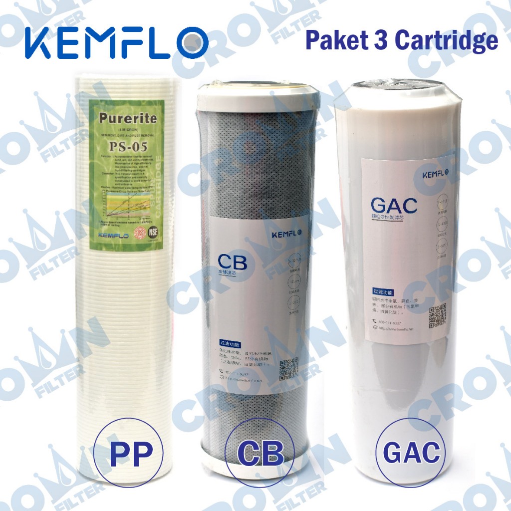 Jual Paket Cartridge Filter Air KEMFLO 10"/ Pre Filter Mesin RO ...