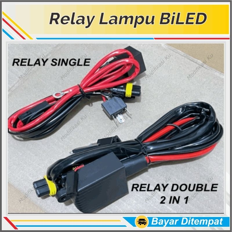 Jual KABEL RELAY BILED SET HID 2 LAMPU DOBEL MOTOR MOBIL PAKET KOMPLIT ...