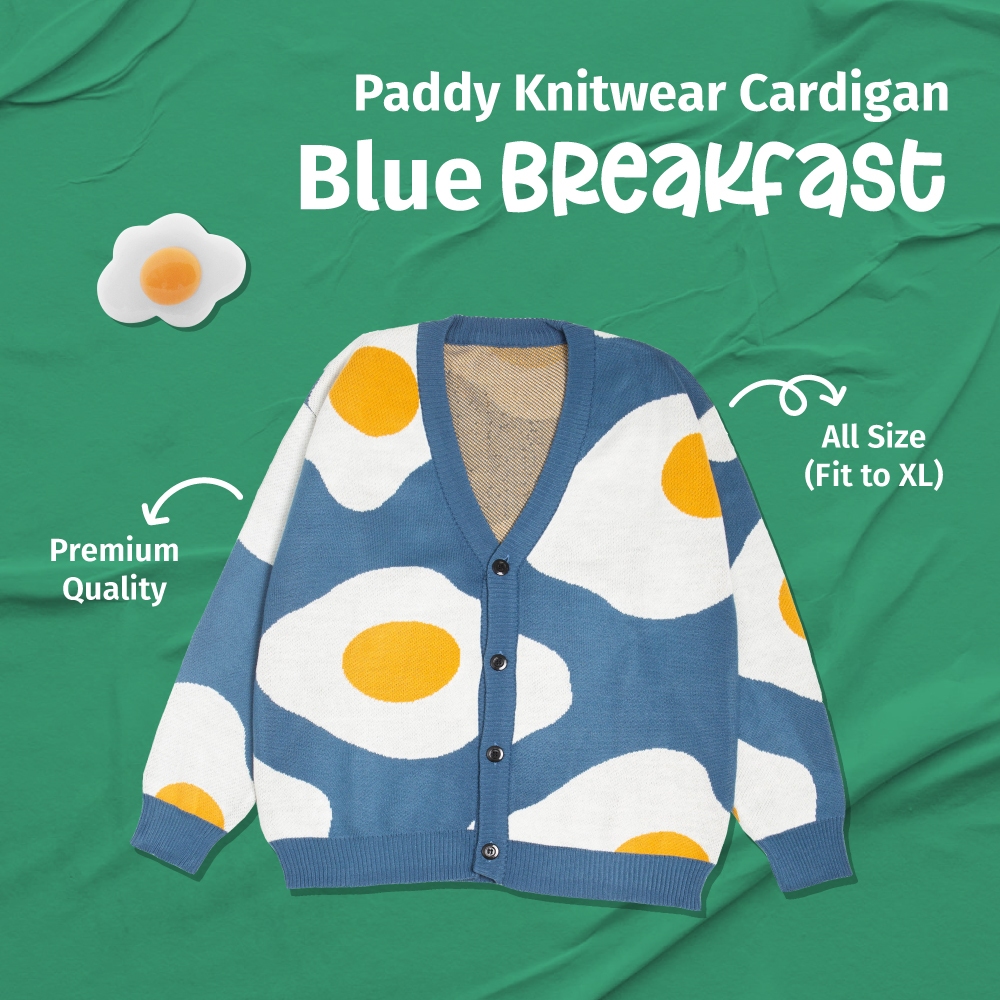 Jual Paddy Knitwear Cardigan Rajut Blue Breakfast | Shopee Indonesia