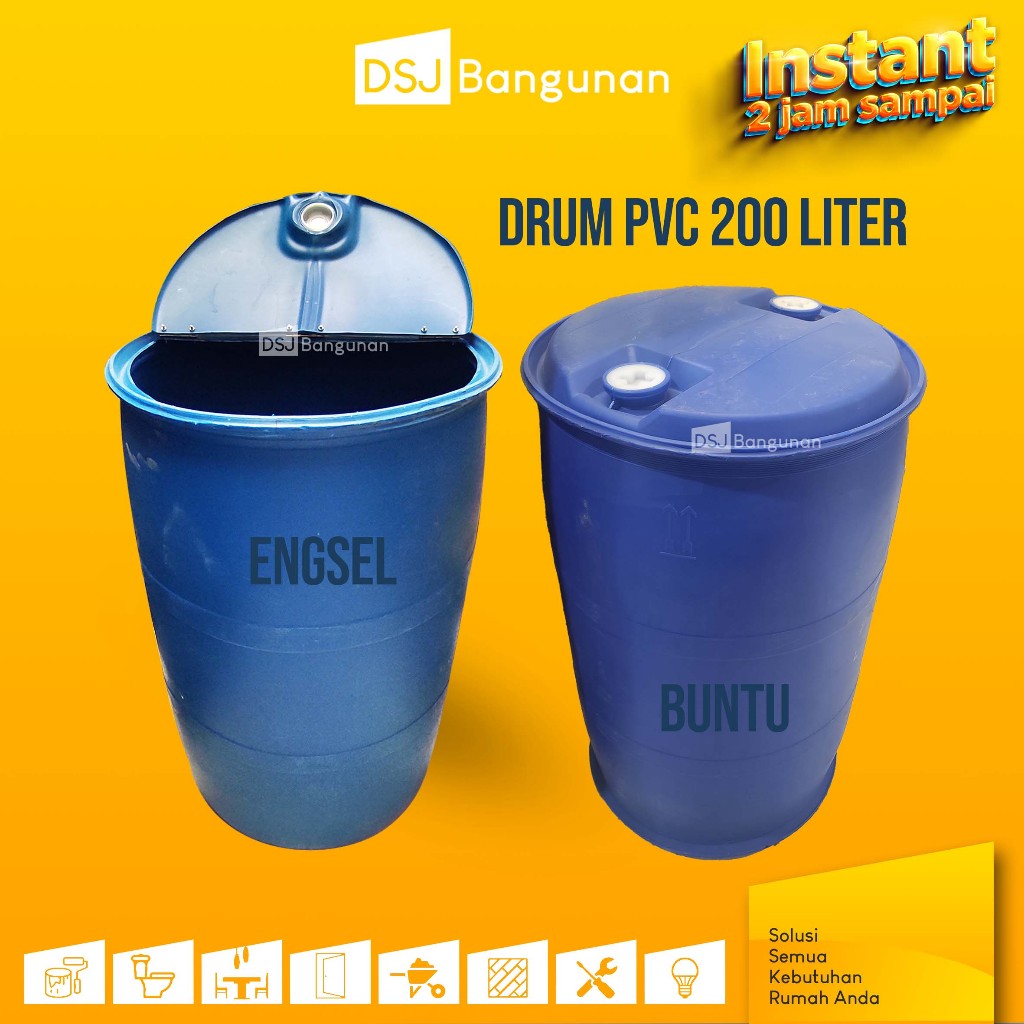 Jual Drum Plastik PVC Biru Tong Air Drum 200 Liter Kirim Instant ...