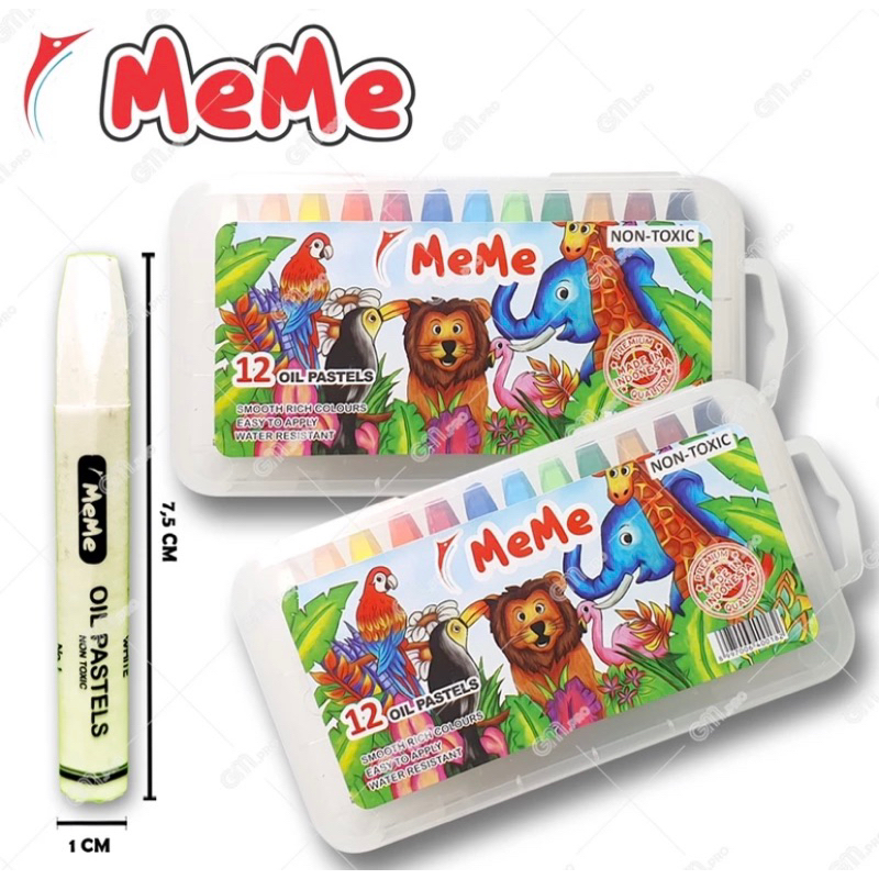 Jual Crayon Meme 12 Warna / Oil Pastel Meme 12 Colors / Krayon Oil ...