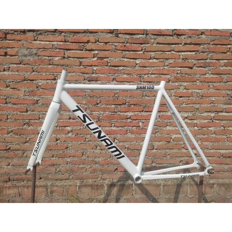 Jual frame fork sepeda fixie tsunami putih steel | Shopee Indonesia