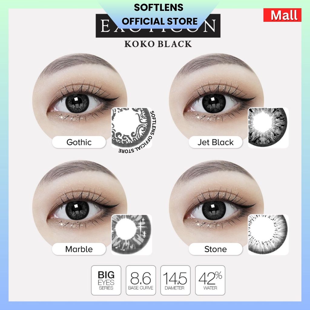 Jual SOFTLENS KOKO BLACK (Normal & Minus) BY EXOTICON 14.5MM Korea ...