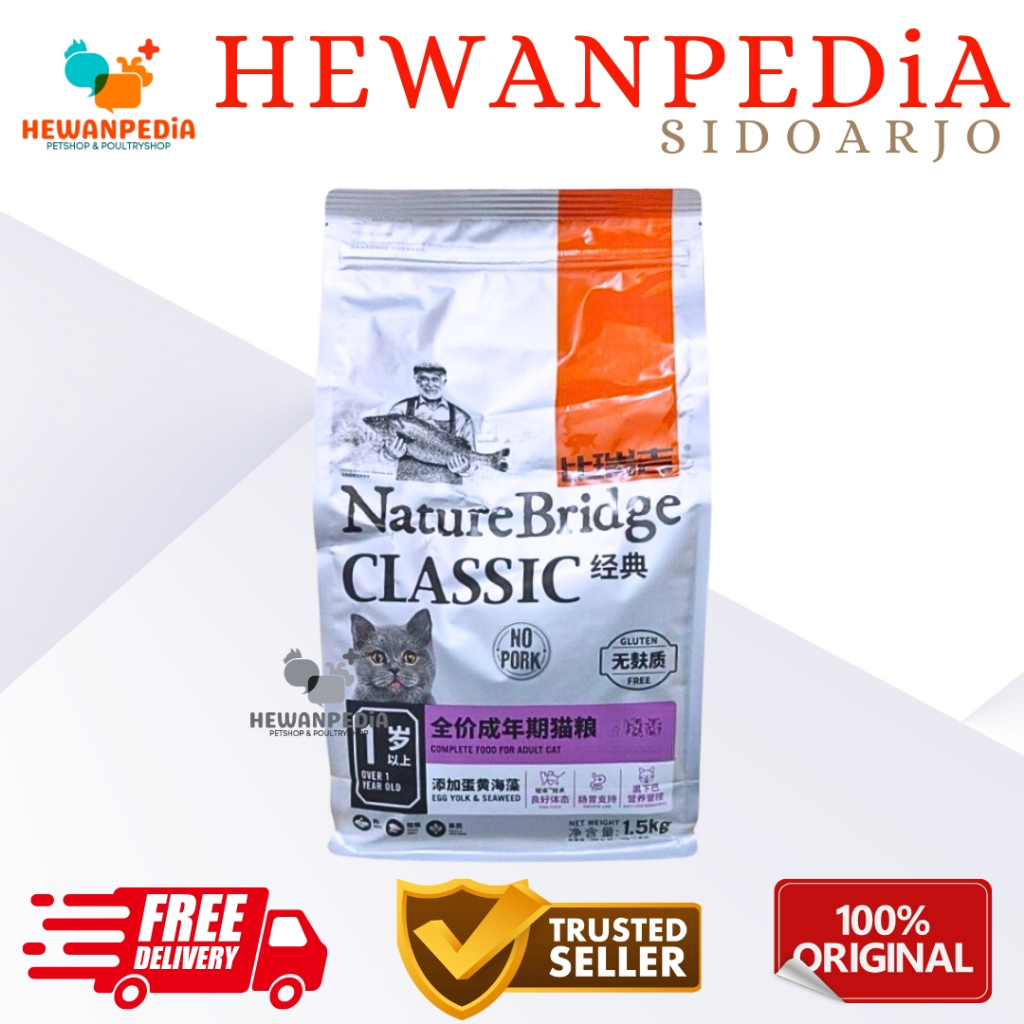 Jual NATUREBRIDGE CLASSIC ADULT CAT FOOD 1.5 kg Hewanpedia - Nature ...