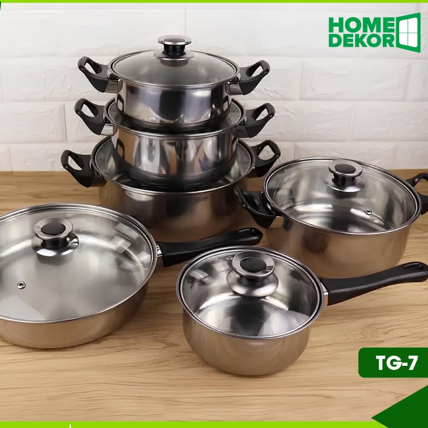 Jual HOMEDEKOR - Panci Masak Set 12 pcs Cookware Stainless Steel Alat ...