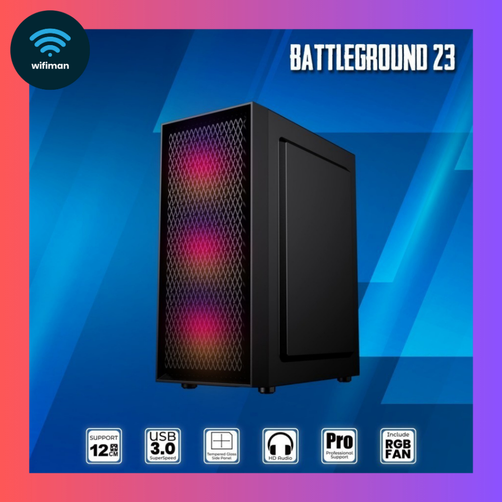 Jual Simbadda Battleground 23 ATX Tempered Glass 3 Fan PC Case - Casing ...