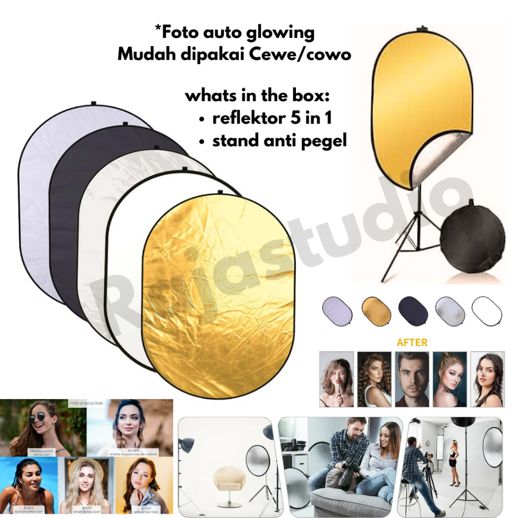Jual Reflector Studio Foto 5in1 Oval 90x120cm Reflektor Smartphone ...