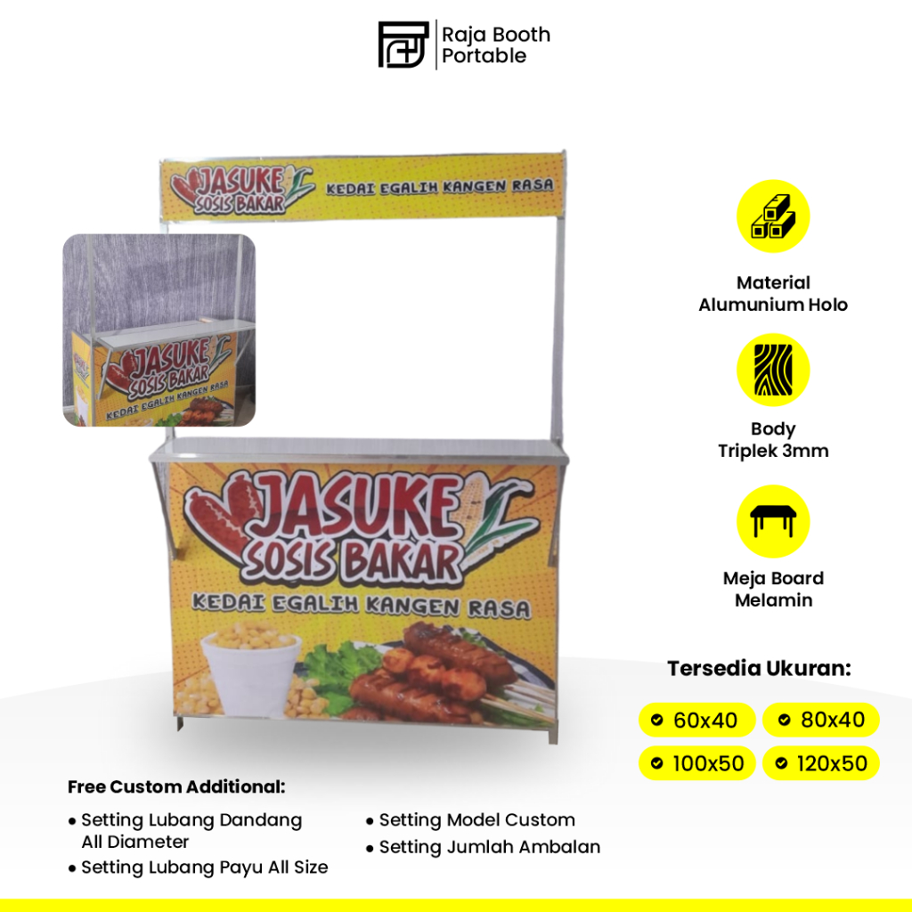 Jual Booth Portable Meja Lipat Jualan Gerobak Kekinian Model Standar ...