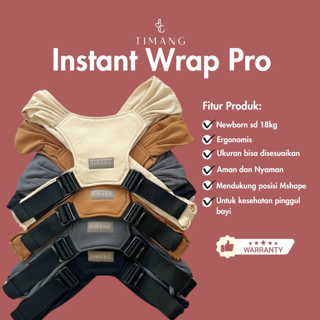 Jual 𝐓𝐈𝐌𝐀𝐍𝐆 - Instant Wrap Pro Gendongan Bayi Wrap MShape Premium with ...