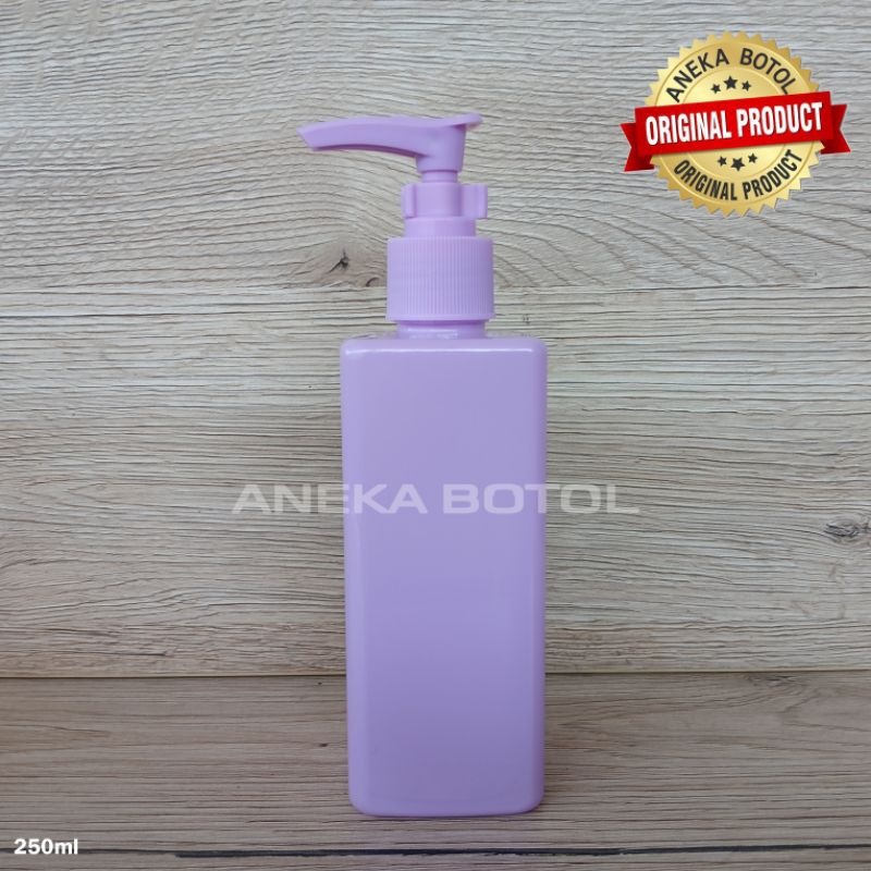 Jual BOTOL PET 250 ML KOTAK SQ UNGU TUTUP PUMP CLIP WARNA WARNI / ANEKA BOTOL SABUN SHAMPOO ...