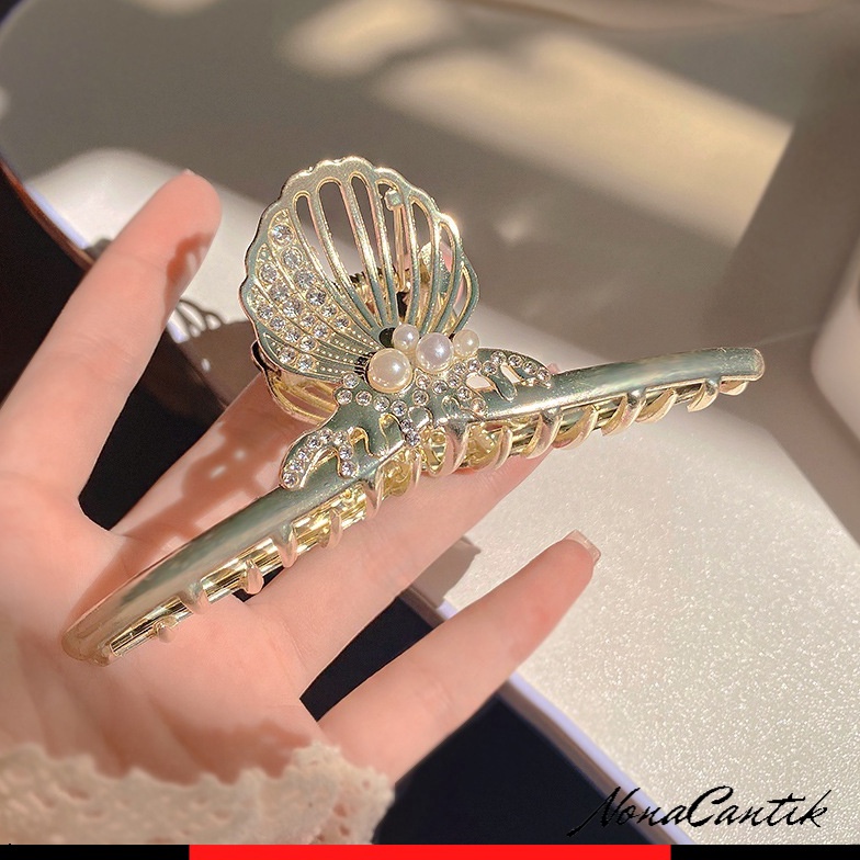 Jual PANAS Jepit Rambut Korea Besar 11cm Bahan Besi Aksen Mutiara ...