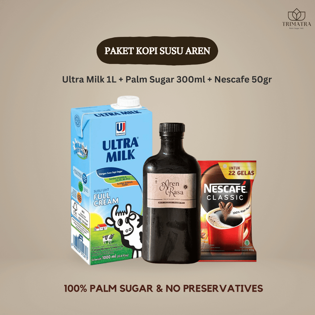 Jual Aren Rasa 300ml Palm Sugar Syrup + Ultramilk UHT Full Cream 1L ...