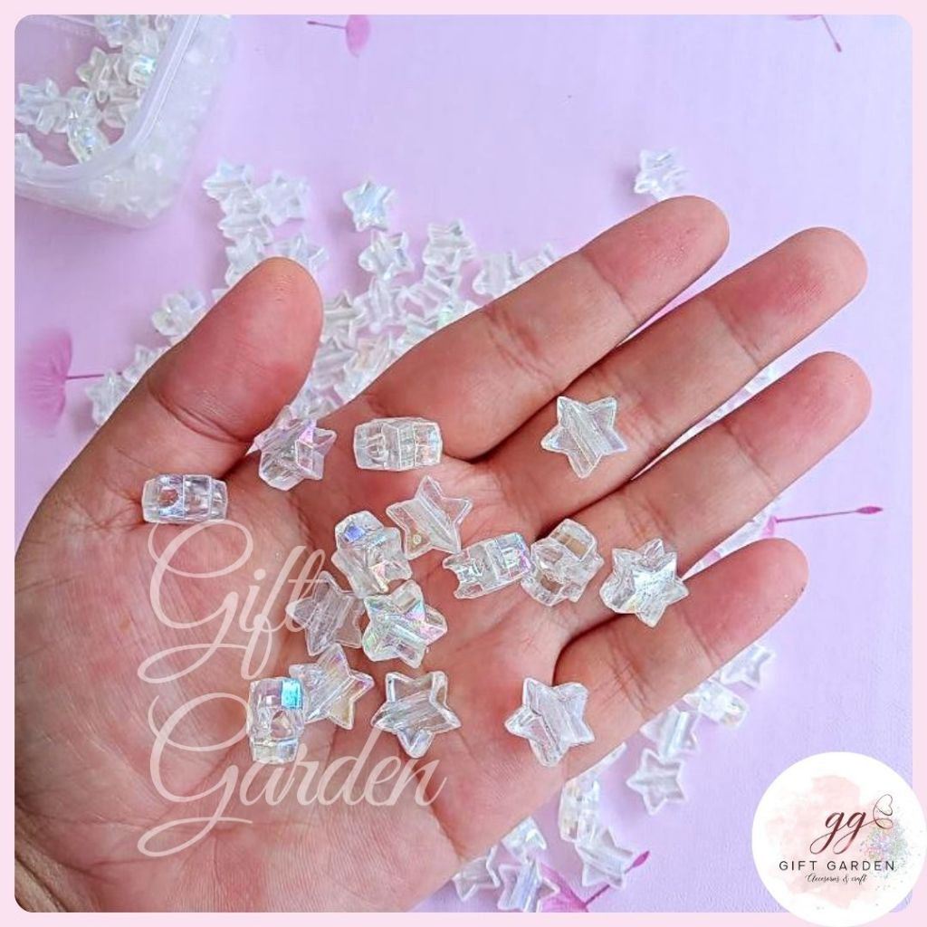 Jual Mote AB Kilap transparan bintang bulat 6mm 8mm 10mm pita bahan ...