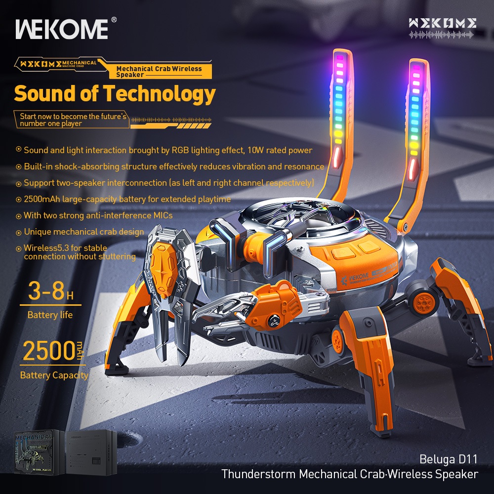 Jual Speaker Kepiting Mecha Cyberpunk dengan RGB Bluetooth 5.0 Mech ...