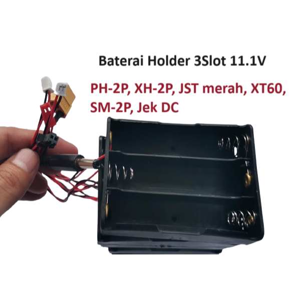Jual Baterai Holder 18650 Tempat Batre 18650 3S Kotak 3Slot JST XH XT60 ...