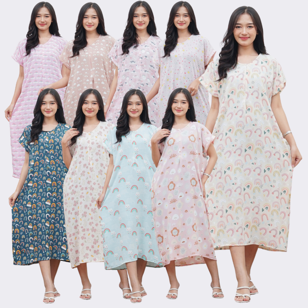 Jual Daster Long Dress Motif Bunga & Kelinci – Simple, Manis, Nyaman ...