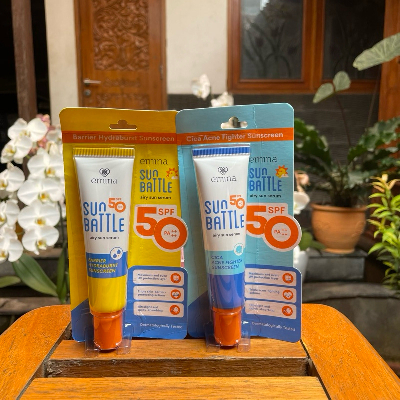 Jual Emina Sun Battle SPF 50 PA++++ Airy Sun Serum - Cica Acne Fighter ...