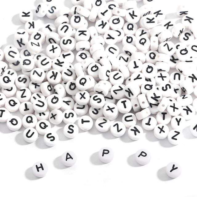 Jual [Pilih huruf] Abjad Bulat PUTIH tulisan HITAM alphabet pipih ...