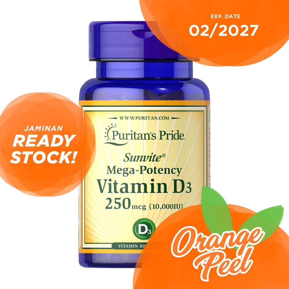 Jual Puritan Pride Sunvite Mega-Potency Vitamin D3 10000 IU (100 Softgels) | Shopee Indonesia
