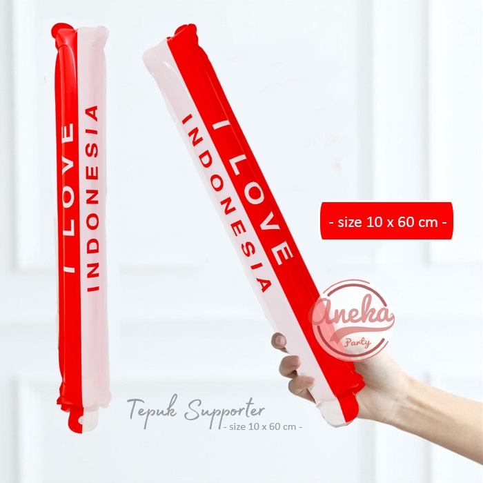 Jual balon tepuk supporter I Love Indonesia / balon supporter merah ...