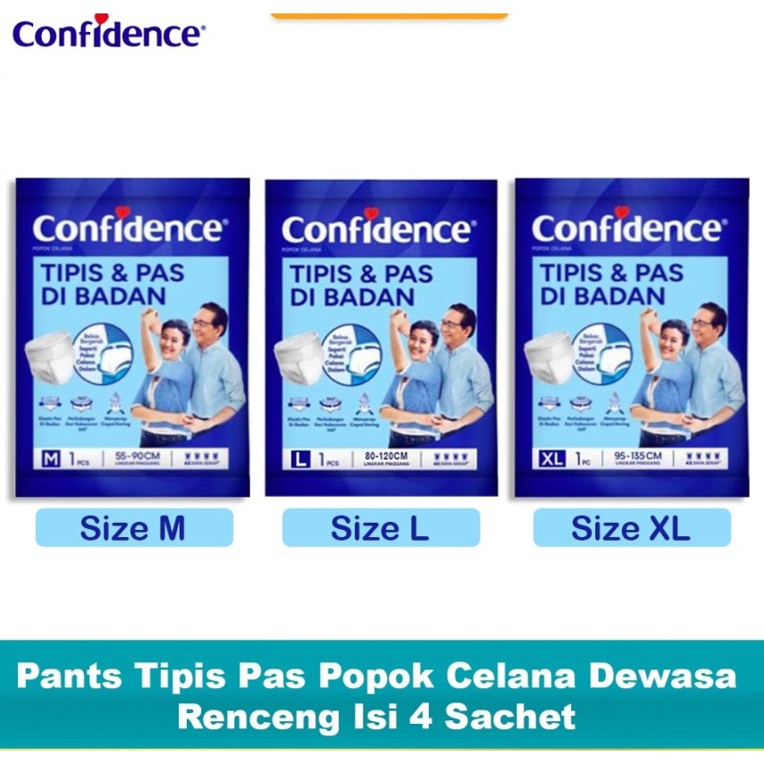 Jual READY Confidence Pant Adult slim fit - Popok Dewasa Celana tipis kemasan renceng Confidence ...