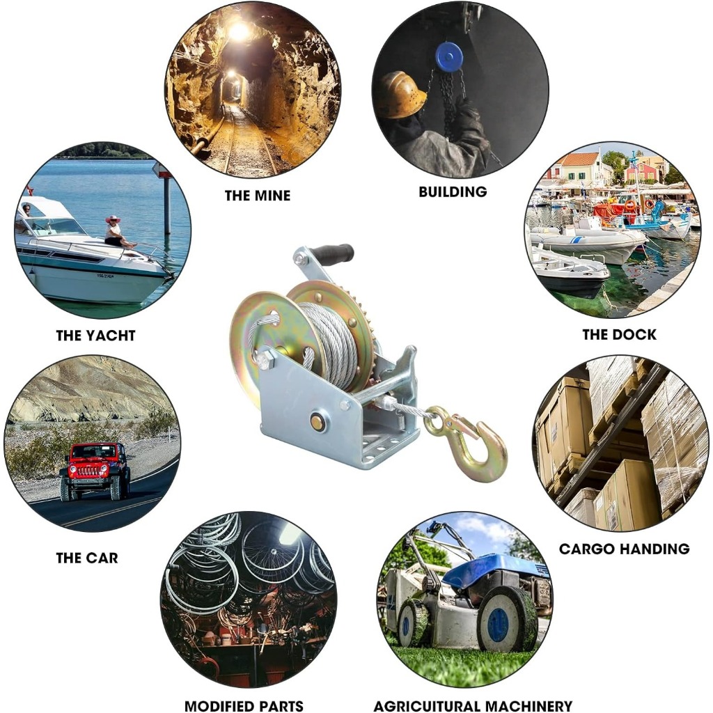 Jual IOP 800LB Hand Winch 10M 20M/ Wire Rope Hand Winch Crank Gear ...