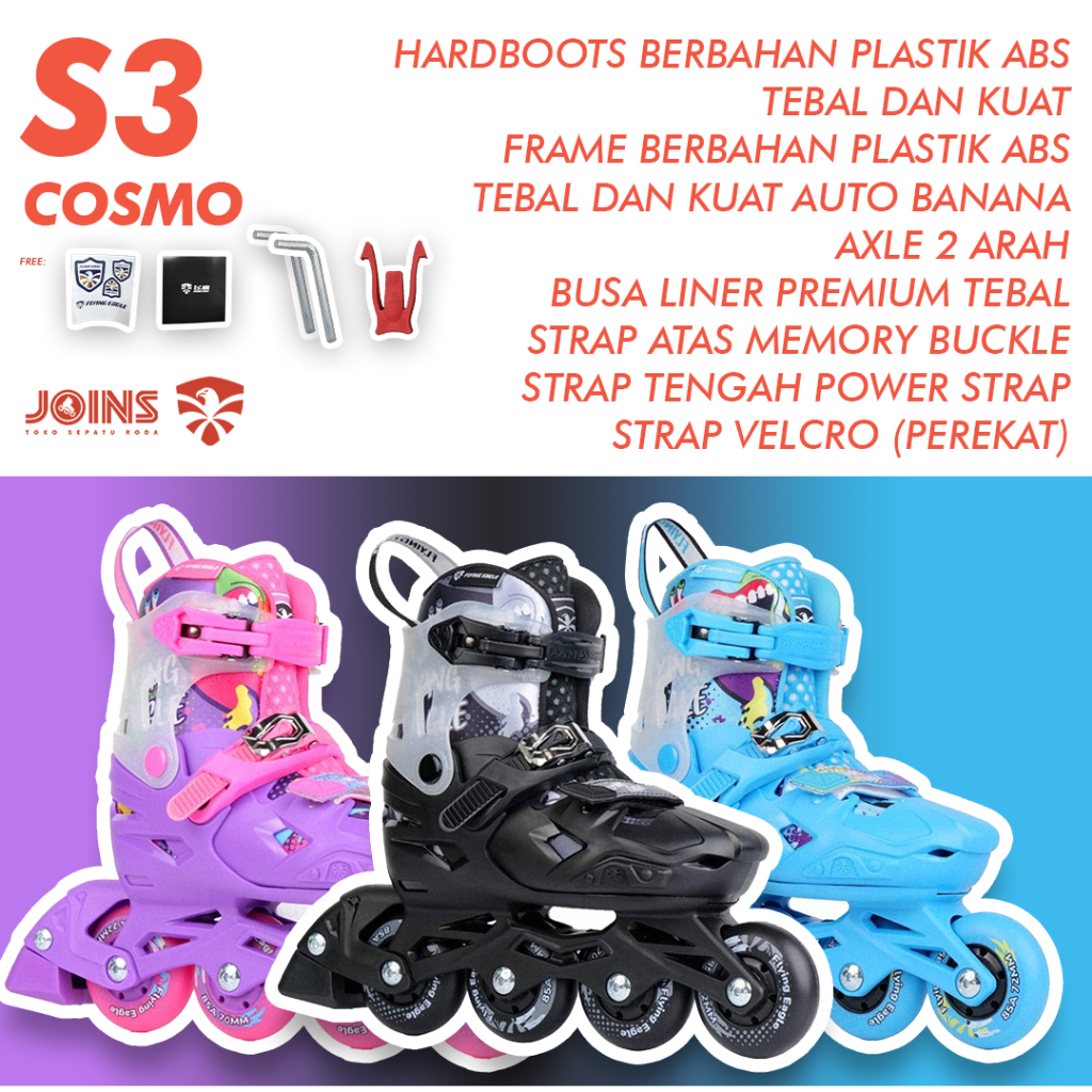 Jual Sepatu Roda Inline Skate Flying Eagle S3 Cosmo Black | Shopee ...