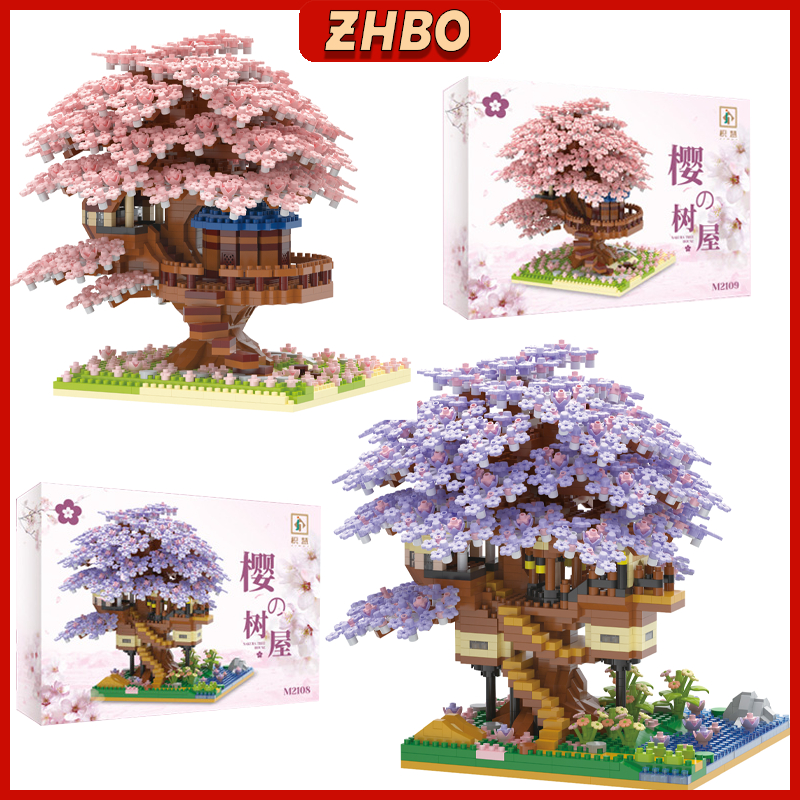 Jual ZHBO Mainan Bunga pohon sakura 2000Pcs Nano Block Flower Dekorasi ...
