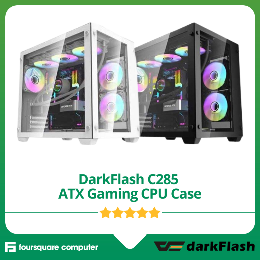 Jual DarkFlash C285 Tempered Glass Black & White | PC Casing ATX | CPU ...