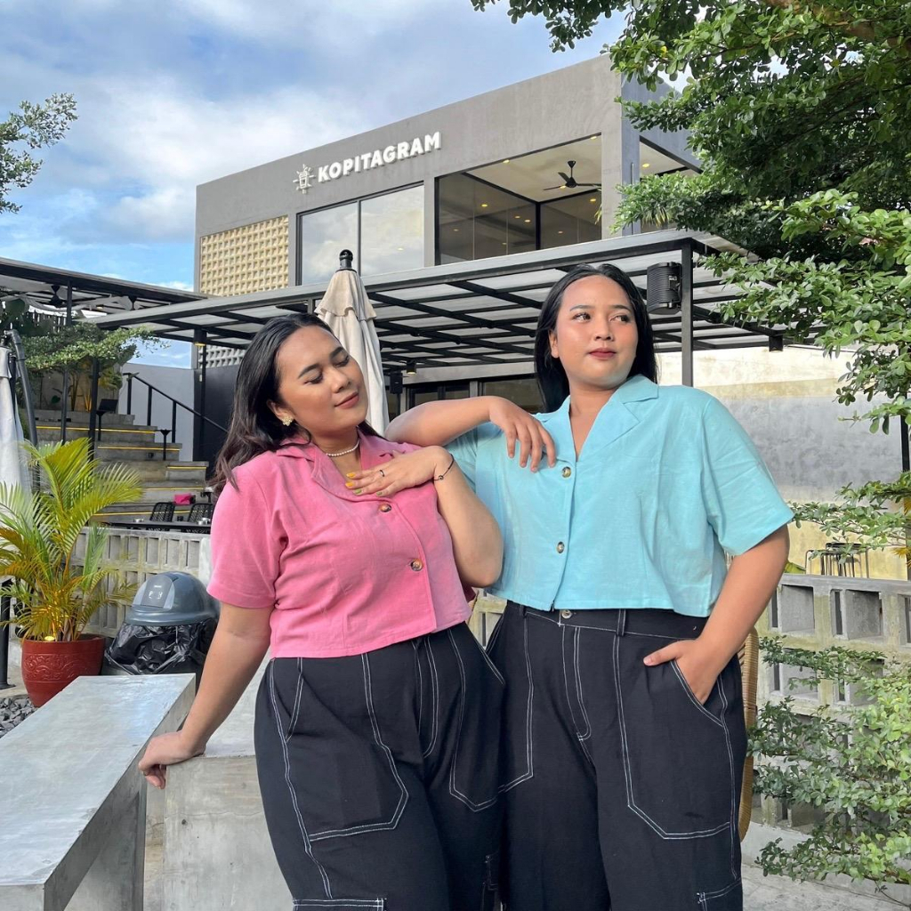 Jual MOKMOK - ATASAN CARGO SET BAHAN LINEN BigSize JumboSize Slim Fit | Shopee Indonesia