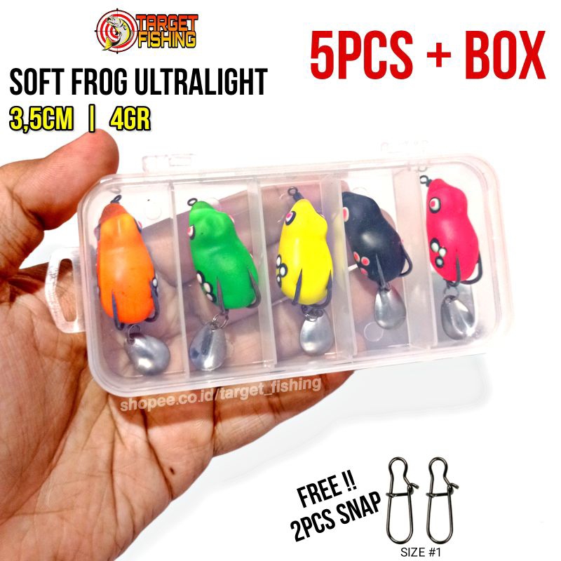 Jual Paket Soft Frog UL 5PCS + BOX Bonus Snap Umpan Casting Gabus ...