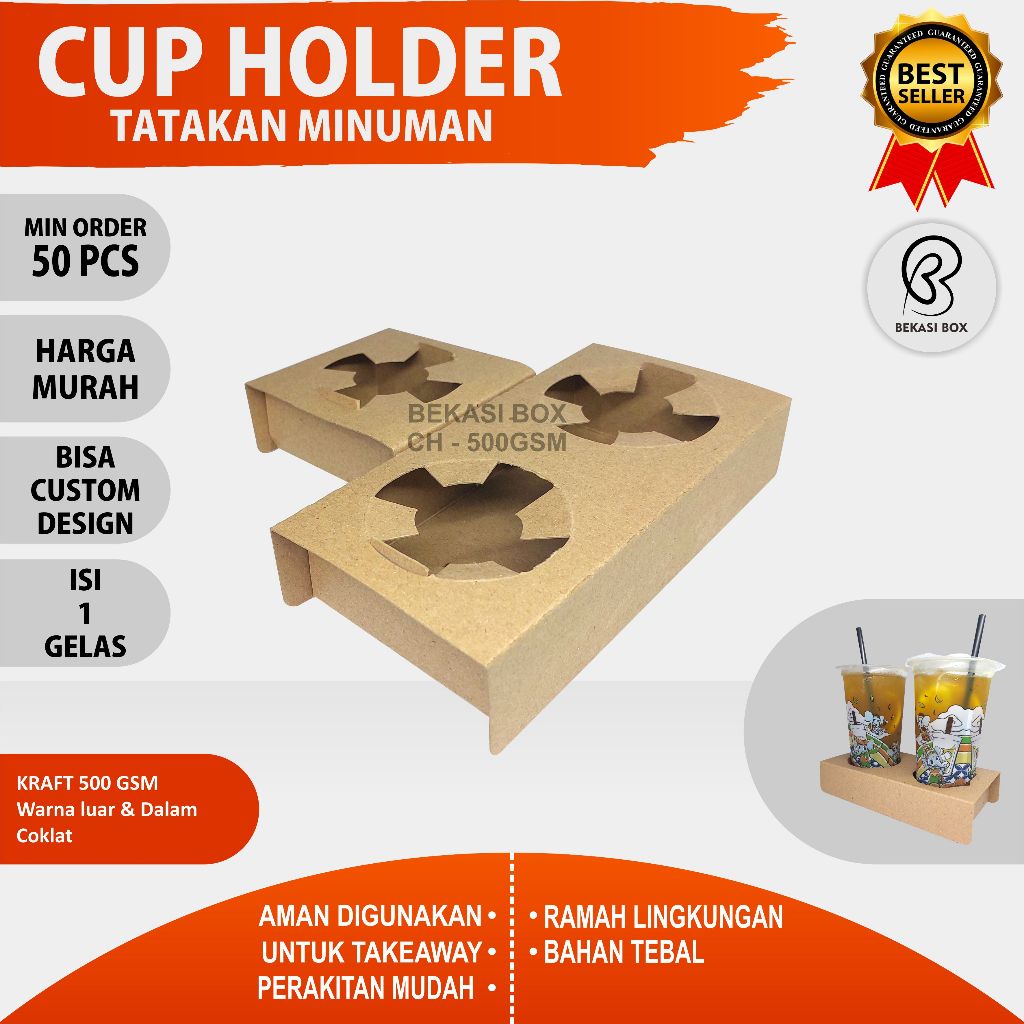 Jual PAPER CUP HOLDER (ISI 1 GELAS)/ TATAKAN MINUMAN TAKE AWAY/ KRAFT ...