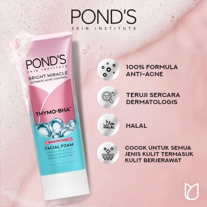 Jual Ponds Bright Miracle Facial Foam Acne Solution 50gr | Shopee Indonesia