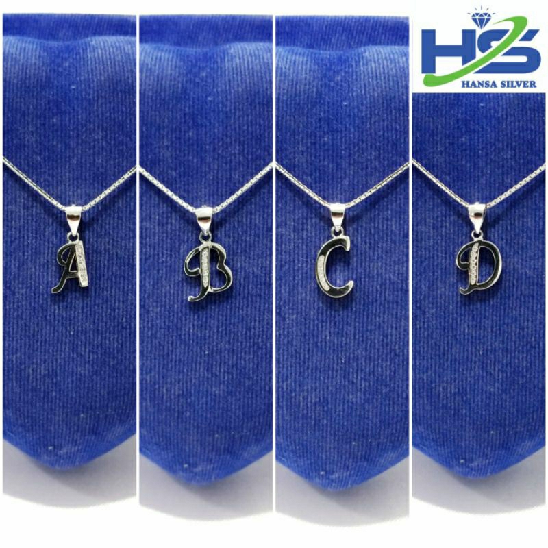 Jual Kalung Perak Silver Asli 925 Lapis Emas Putih Italy Liontin Huruf ...