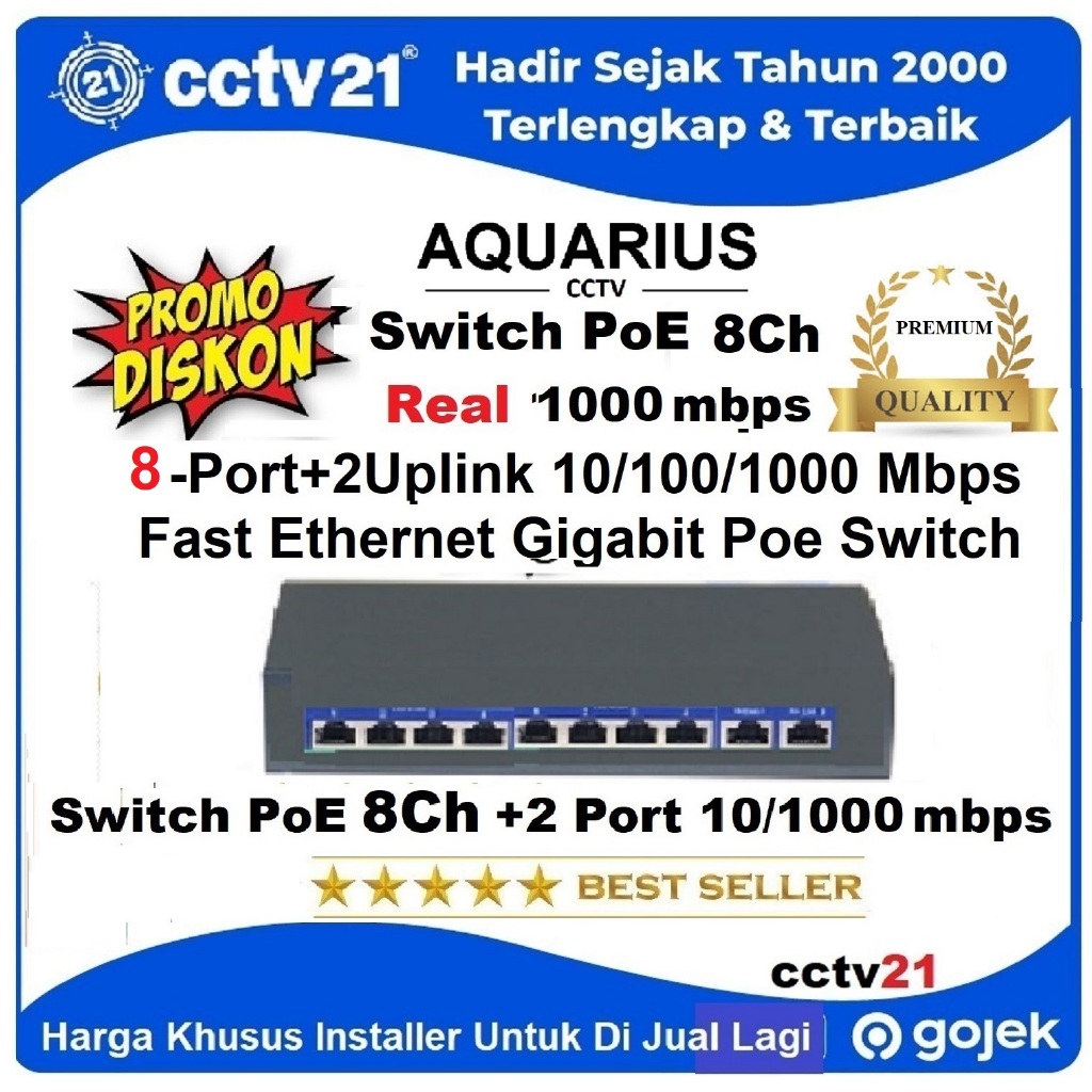 Jual PoE Switch / Switch PoE Gigabit 4 Port+2 Uplink AQUARIUS 10/100 ...
